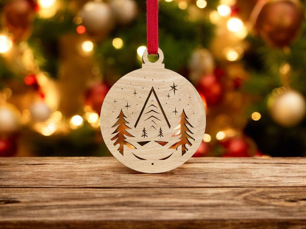 Laser Cut Xmas Tree Bauble CDR DXF EPS SVG File Free Download | Vecty