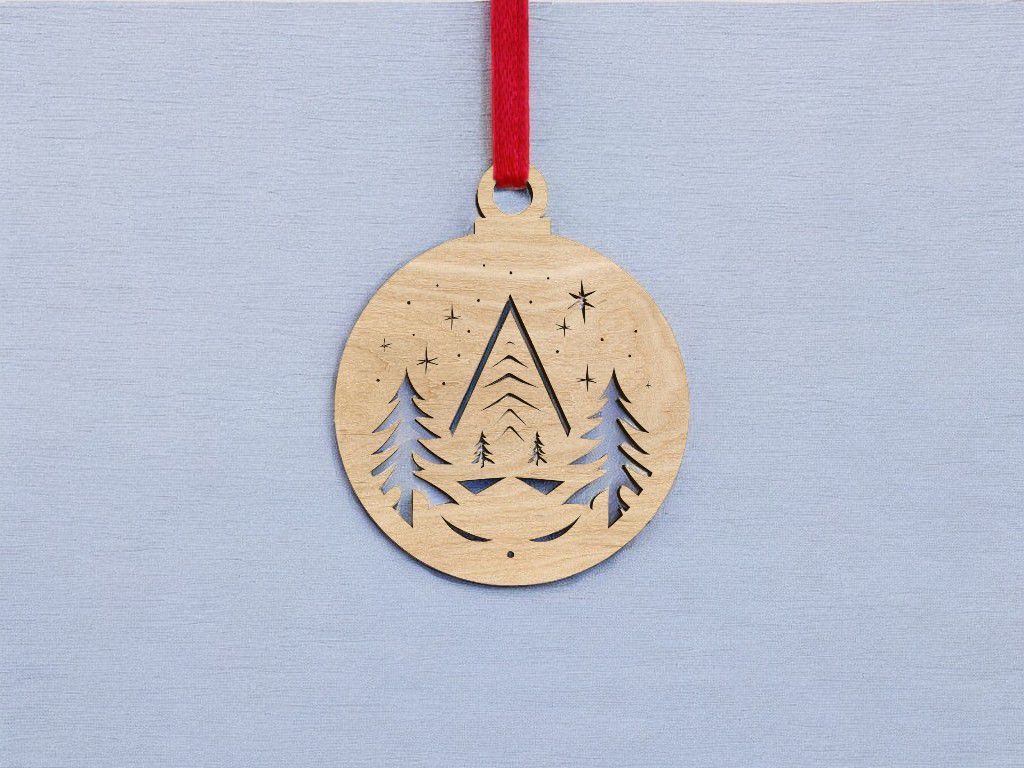 Laser Cut Xmas Tree Bauble CDR DXF EPS SVG File Free Download | Vecty