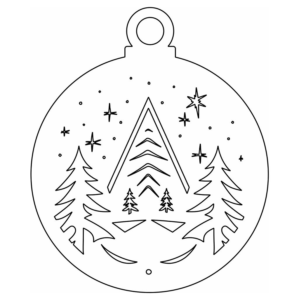 Laser Cut Xmas Tree Bauble CDR DXF EPS SVG File Free Download | Vecty