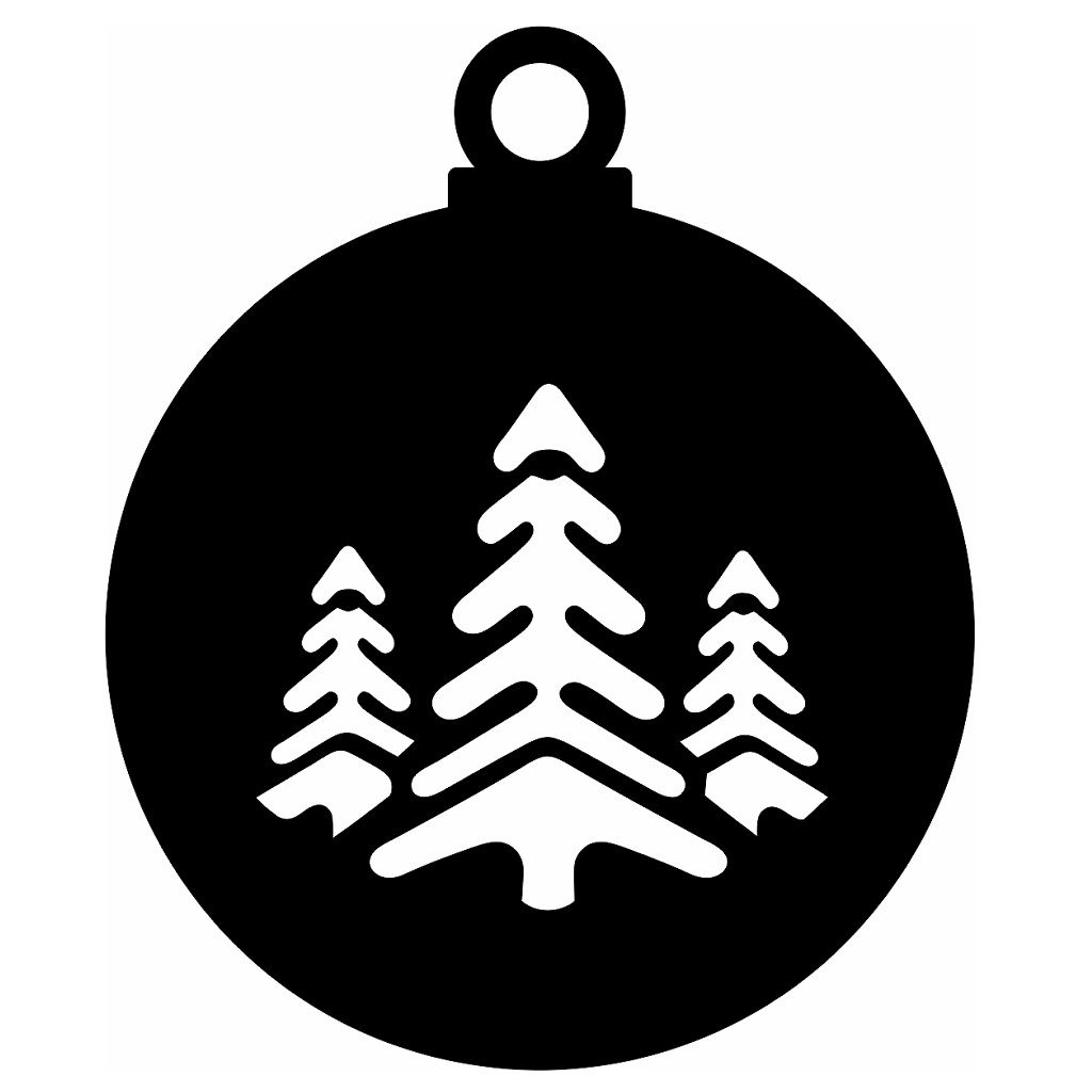 Laser Cut Bauble with Three Pine Trees CDR DXF EPS SVG File Free ...