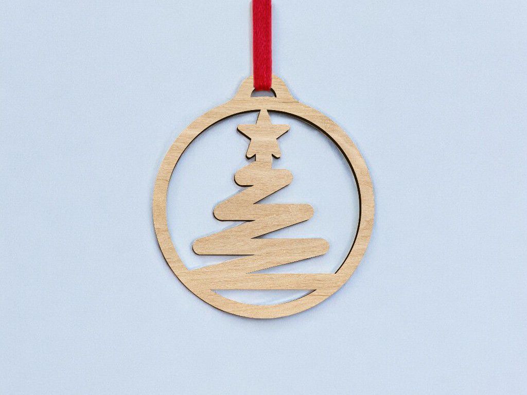 Laser Cut Bauble with Zigzag Christmas Tree CDR DXF EPS SVG File Free ...