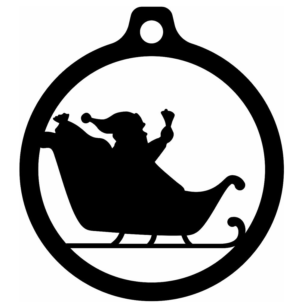 Laser Cut Santa Claus Sleigh Bauble CDR DXF EPS SVG File Free Download ...