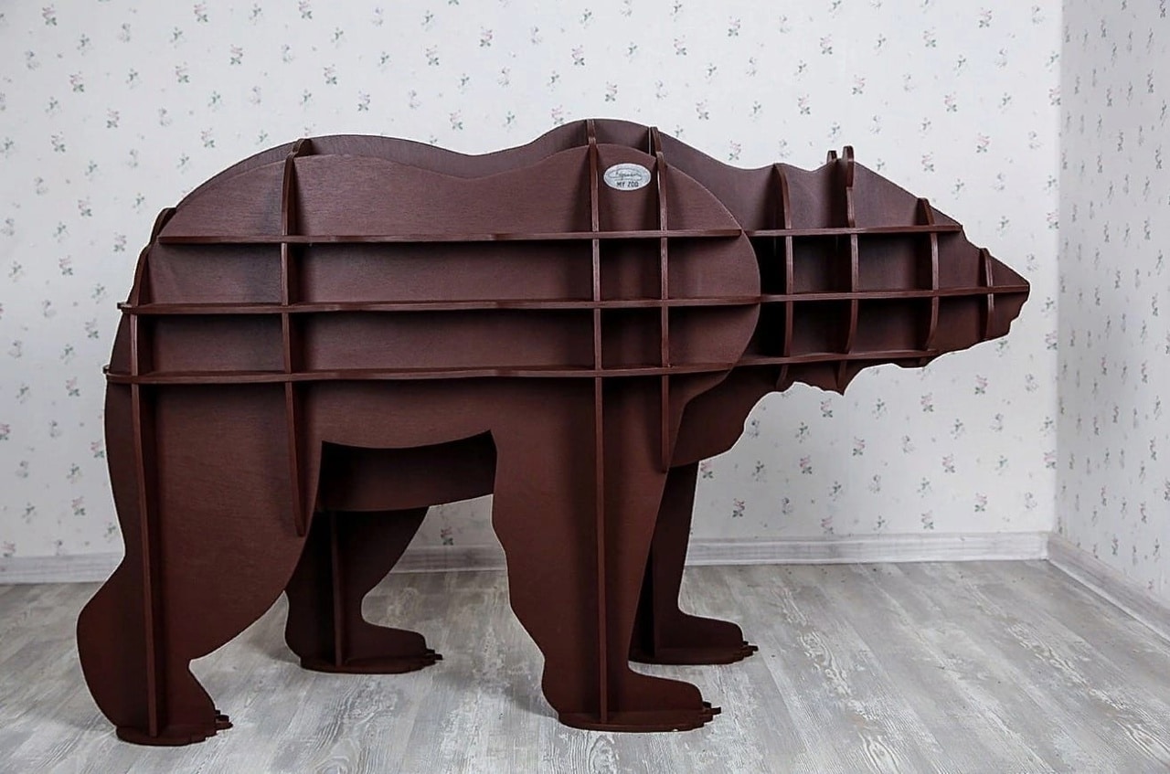 3D Wooden Bear Shelf for Kids Room Laser Cut CDR File Free Download | Vecty