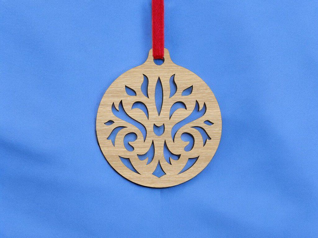 Laser Cut Floral Pattern Christmas Tree Bauble CDR DXF EPS SVG File ...
