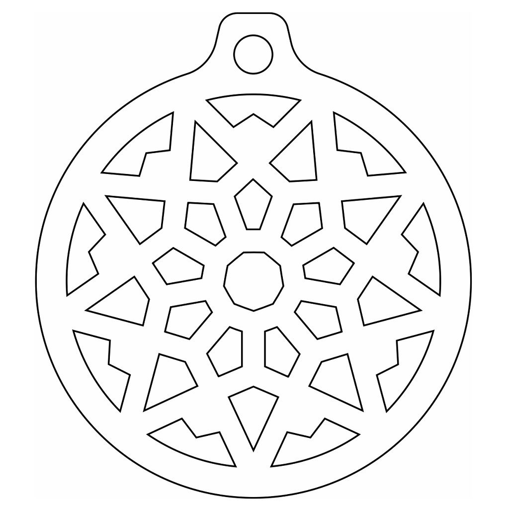 Laser Cut Decorative Xmas Tree Bauble CDR DXF EPS SVG File Free ...