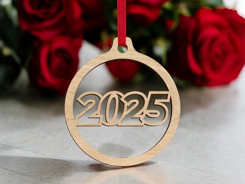 Laser Cut Year 2025 Decor Bauble CDR DXF EPS SVG File Free Download | Vecty