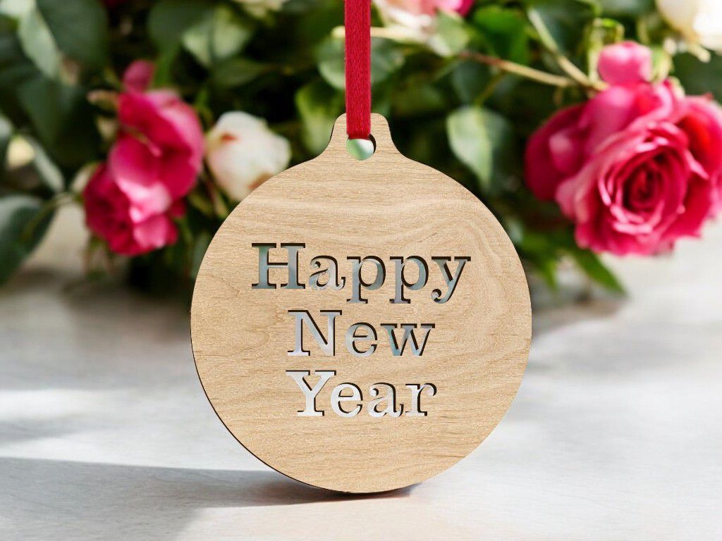 Laser Cut Happy New Year Ball Ornament CDR DXF EPS SVG File Free ...