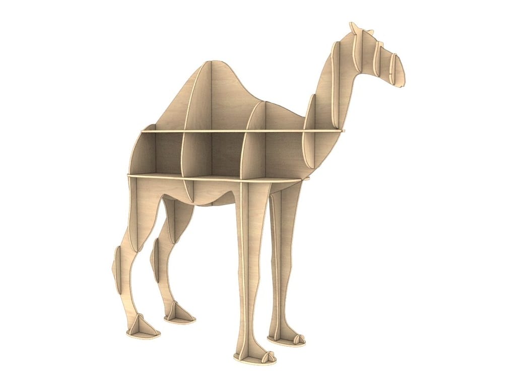 Laser Cut Camel Wooden Bookcase with Open Cubes and Shelves CDR File ...