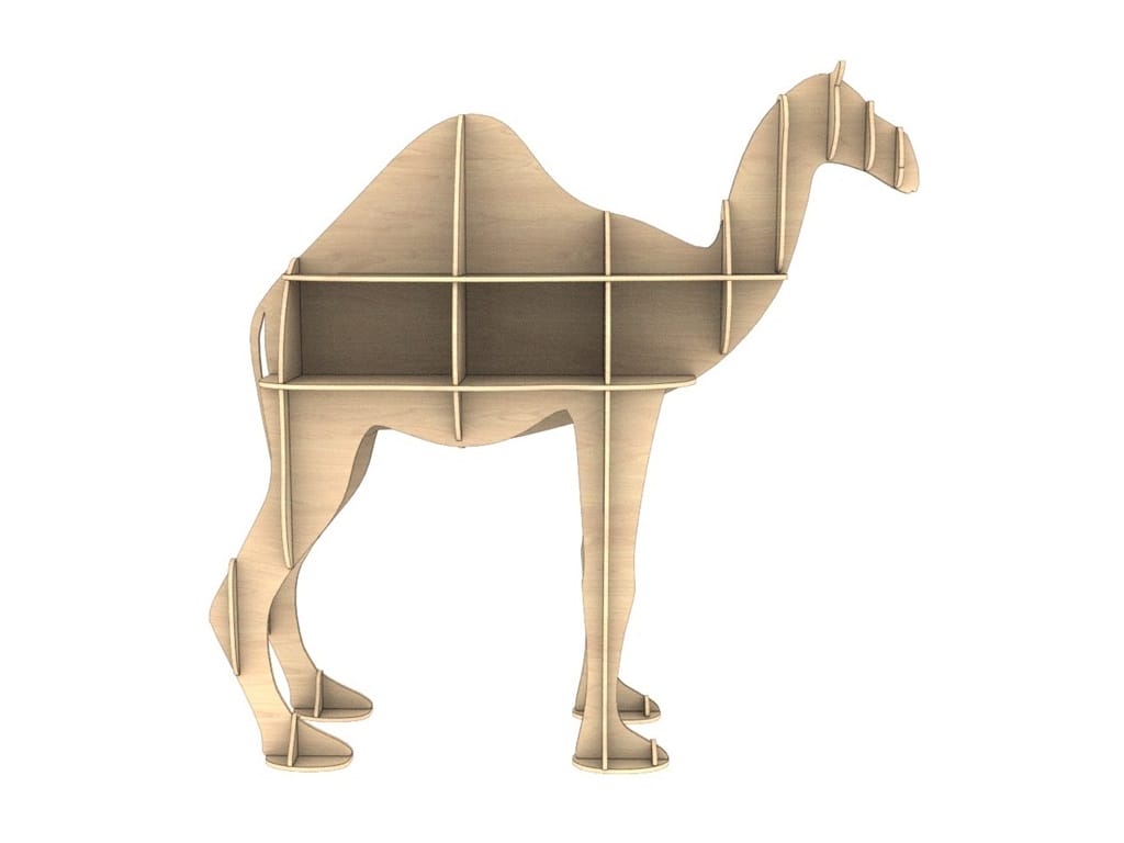 Laser Cut Camel Wooden Bookcase with Open Cubes and Shelves CDR File ...