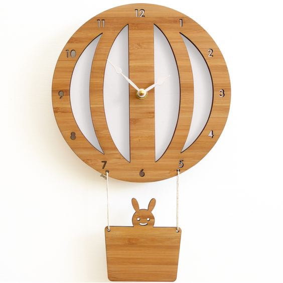 Laser Cut Hot Air Balloon Wall Clock Kids Room Decor CDR SVG File Free ...