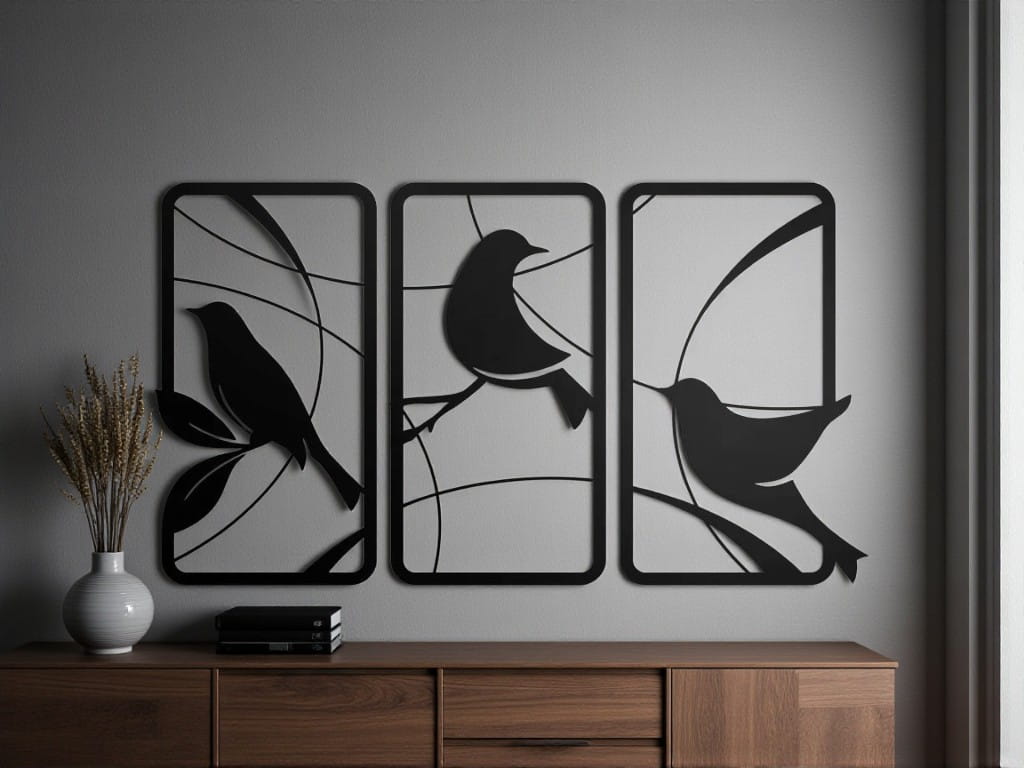 Laser Cut Bird Panel Wall Art DXF File Free Download | Vecty