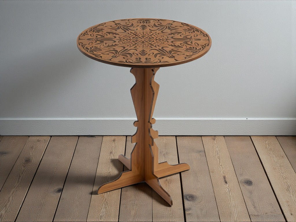 Laser Cut Wooden Table with Arabesque Top CDR DXF File Free Download ...