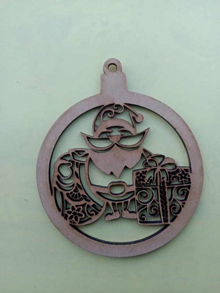 Laser Cut Intricate Santa Claus with Gift Box Christmas Ornament CDR ...