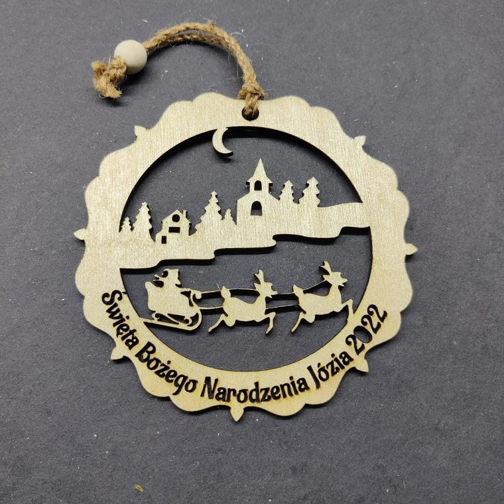Laser Cut Santa Sleigh with Flying Reindeer Christmas Ornament CDR DXF ...