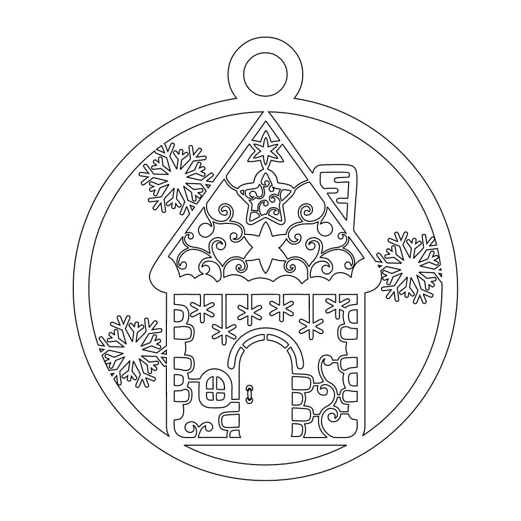Laser Cut Intricate House Christmas Ornament CDR DXF SVG File Free ...
