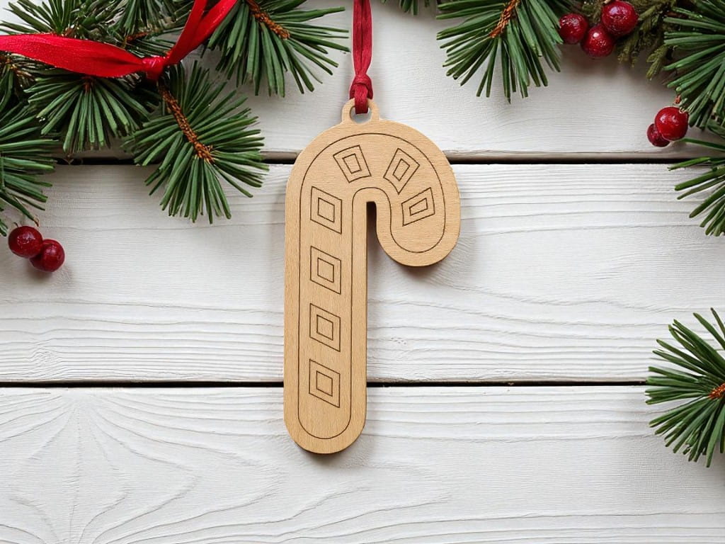Laser Cut Candy Cane Christmas Tree Ornament CDR DXF SVG File Free ...