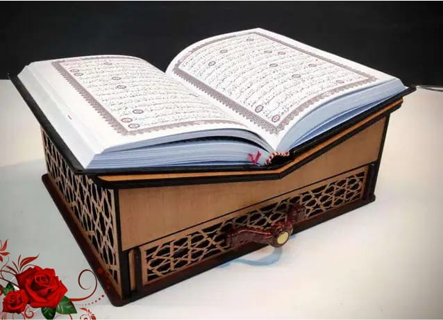 Laser Cut Decorative Wooden Quran Stand with Drawer CDR DXF File Free ...