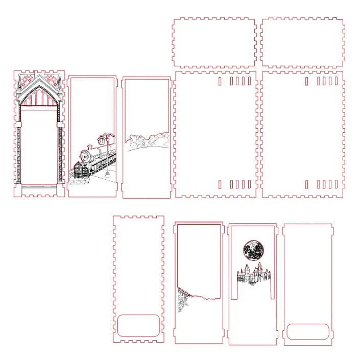 Laser Cut Harry Potter Themed Book Nook SVG File Free Download | Vecty