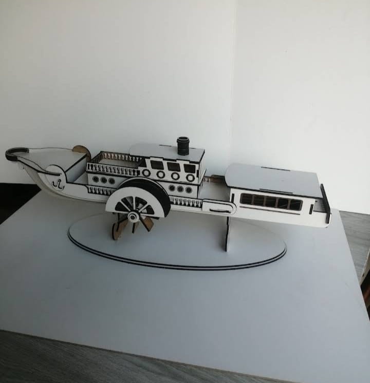 Laser Cut Wooden Paddle Steamer Model Kit CDR File Free Download | Vecty