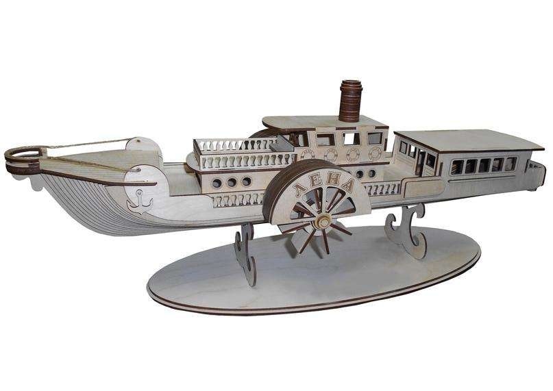 Laser Cut Wooden Paddle Steamer Model Kit CDR File Free Download | Vecty