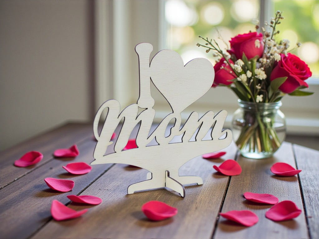 Laser Cut I Love Mom Stand Decor for Mothers Day CDR SVG File Free ...