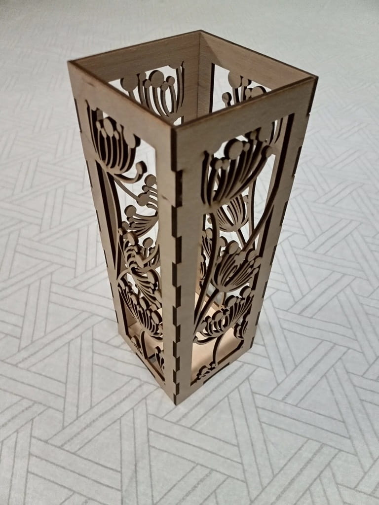 Laser Cut LED Candle Holder with Floral Pattern CDR SVG File Free ...