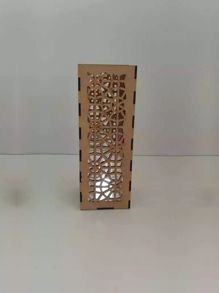 Laser Cut Wooden LED Candle Lampshade with Geometric Pattern CDR SVG ...