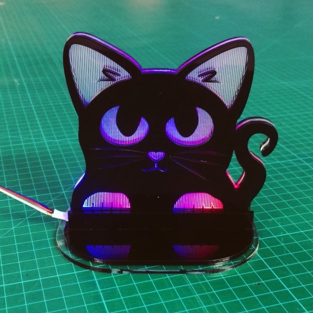 Laser Cut Kitty LED Table Lamp CDR PDF File Free Download | Vecty