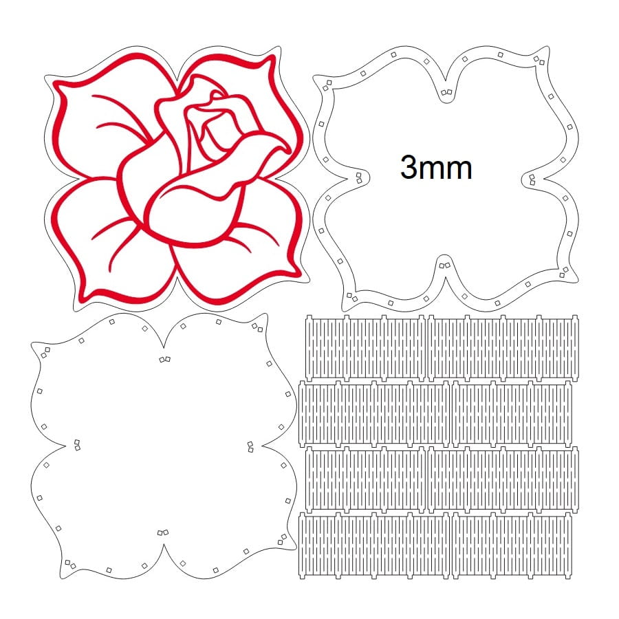 Laser Cut Wooden Rose Shaped Gift Box CDR File Free Download | Vecty
