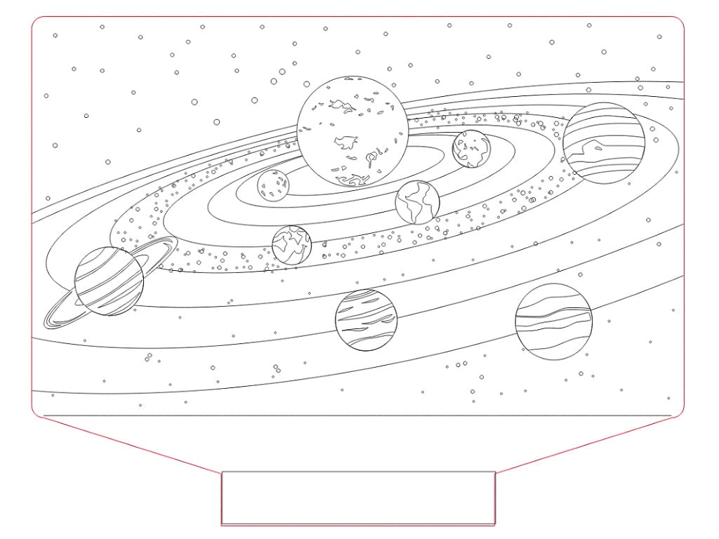 Laser Cut Acrylic Engraving Solar System 3D Optical Illusion Lamp CDR ...