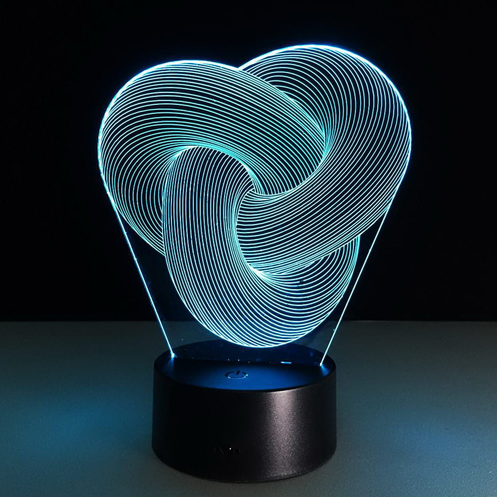 Laser Cut Acrylic Engraving Twisted Abstract 3D LED Night Lamp DXF File ...
