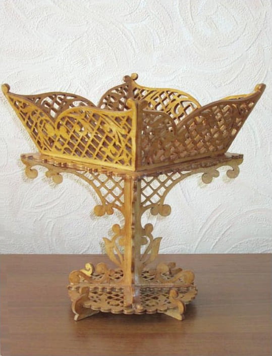 Laser Cut Intricate Fruit Serving Basket Stand DXF File Free Download ...