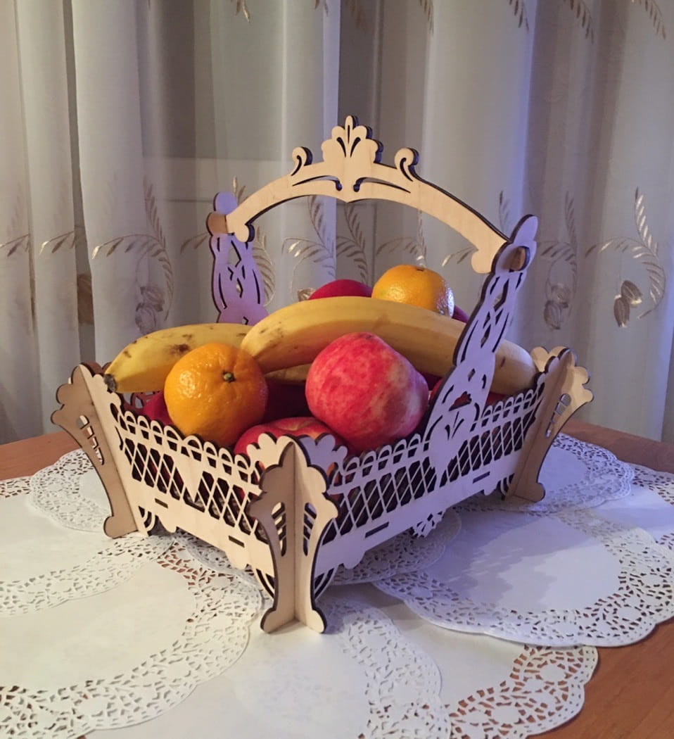Laser Cut Wooden Decorative Fruit Basket CDR File Free Download | Vecty