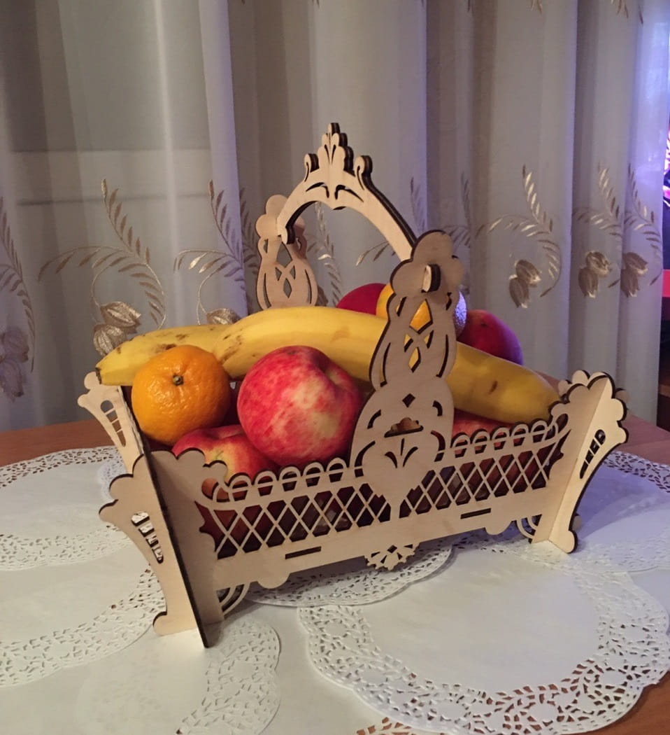Laser Cut Wooden Decorative Fruit Basket CDR File Free Download | Vecty