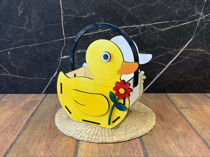Laser Cut Duck Flower Gift Basket CDR File Free Download | Vecty