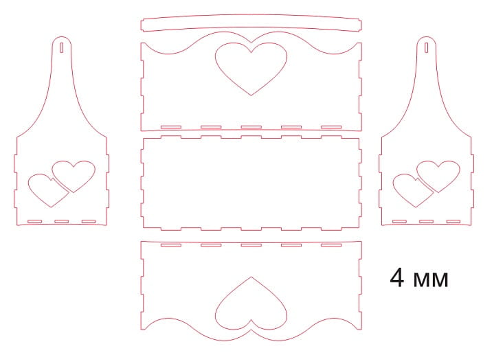 Laser Cut Heart Flower Basket with Handle CDR File Free Download | Vecty