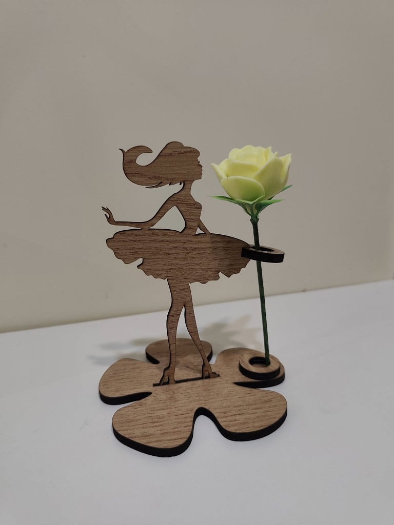 Laser Cut Girl Flower Test Tube Vase Stand CDR SVG File Free Download ...