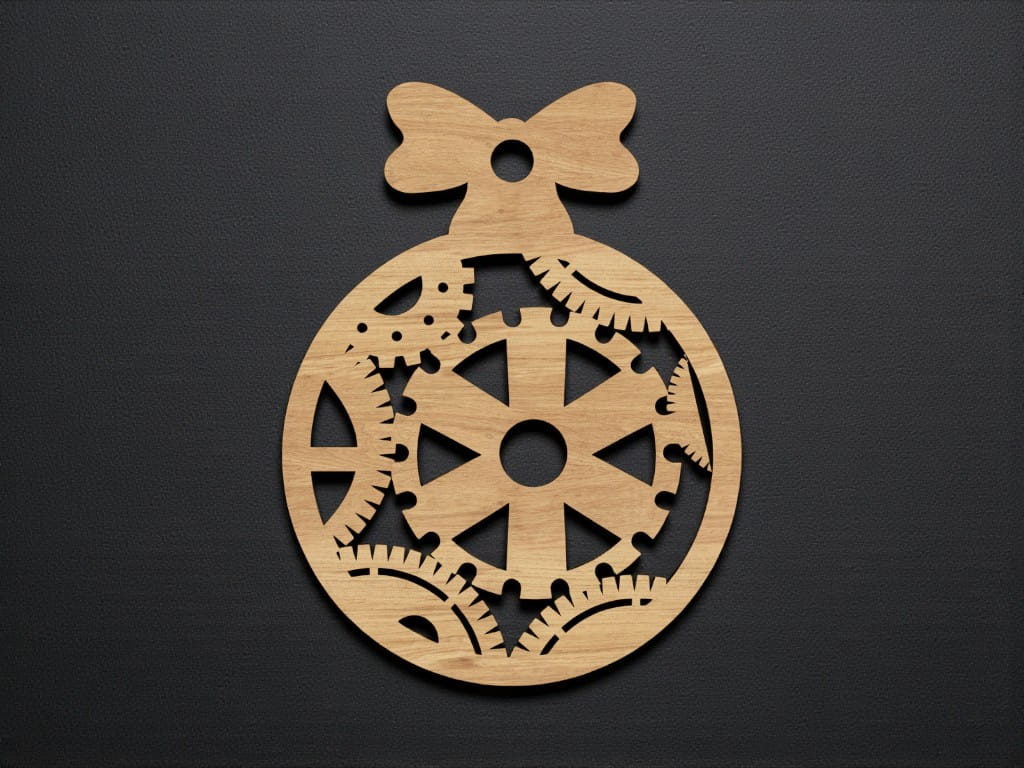 Laser Cut Traditional Christmas Bauble with Steampunk Gears Design CDR ...