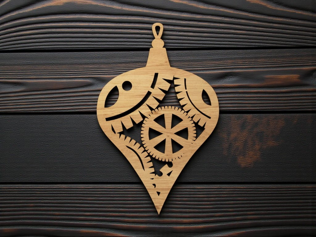 Laser Cut Christmas Bauble with Steampunk Gear and Cog Design CDR DXF ...