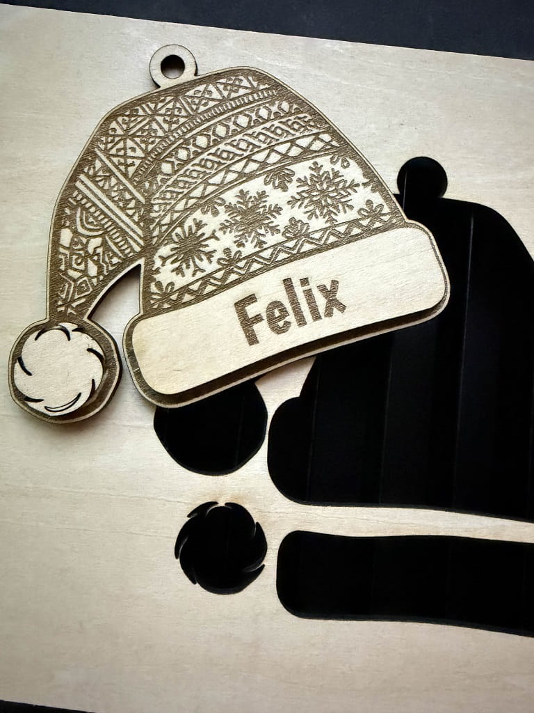 Laser Cut Personalized Santa Hat Christmas Ornament CDR SVG File Free ...