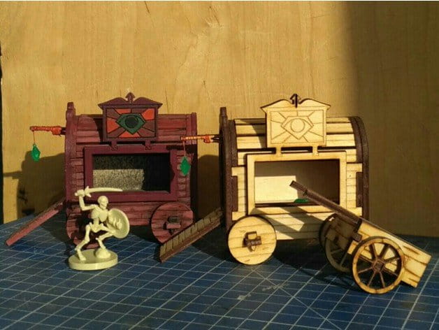 Laser Cut Gypsy Wagon 3D Wood Model CDR File Free Download | Vecty