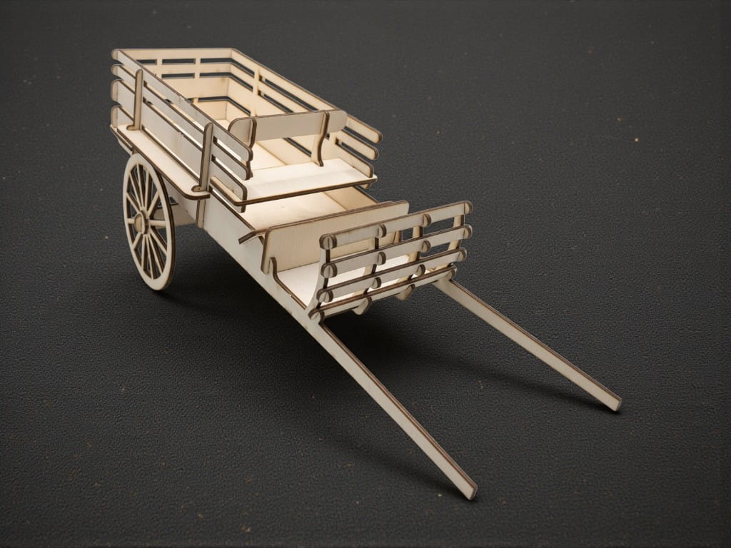 Laser Cut Horse Drawn Farm Wagon 3D Wood Model Kit CDR DXF File Free ...