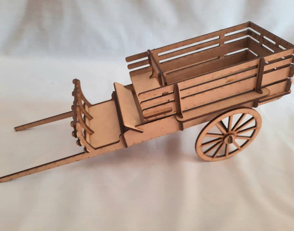 Laser Cut Horse Drawn Farm Wagon 3D Wood Model Kit CDR DXF File Free ...