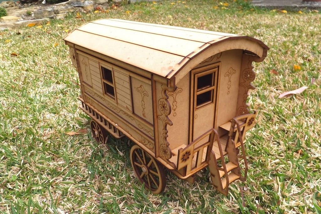 Laser Cut Traditional Romany Gypsy Caravan 3D Wooden Model Puzzle CDR ...
