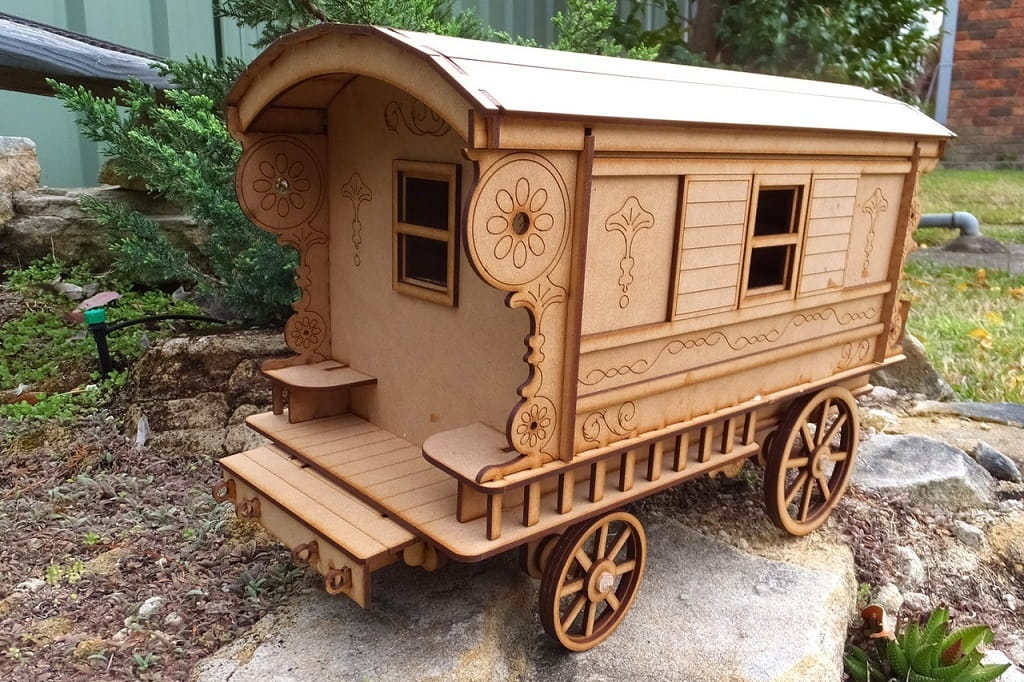 Laser Cut Traditional Romany Gypsy Caravan 3D Wooden Model Puzzle CDR ...