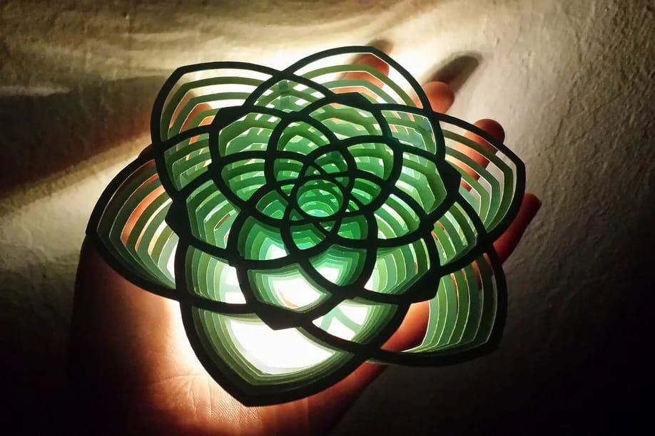 Laser Cut Layered Sculpture Flower Lamp AI CDR PDF File Free Download ...