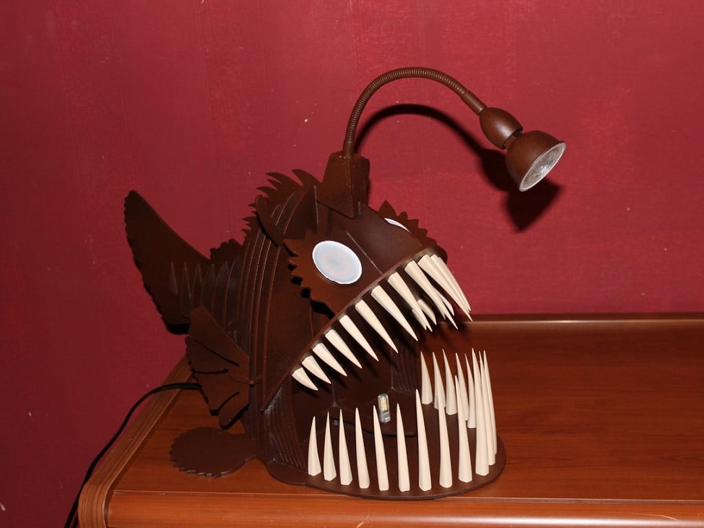 Laser Cut Wooden Angler Fish Lamp CDR File Free Download | Vecty
