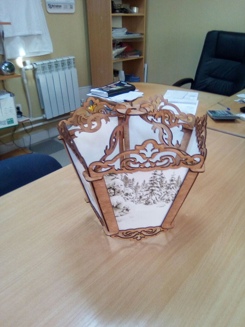 Laser Cut Decorative Wooden Lamp with Acrylic Side Panels CDR File Free ...