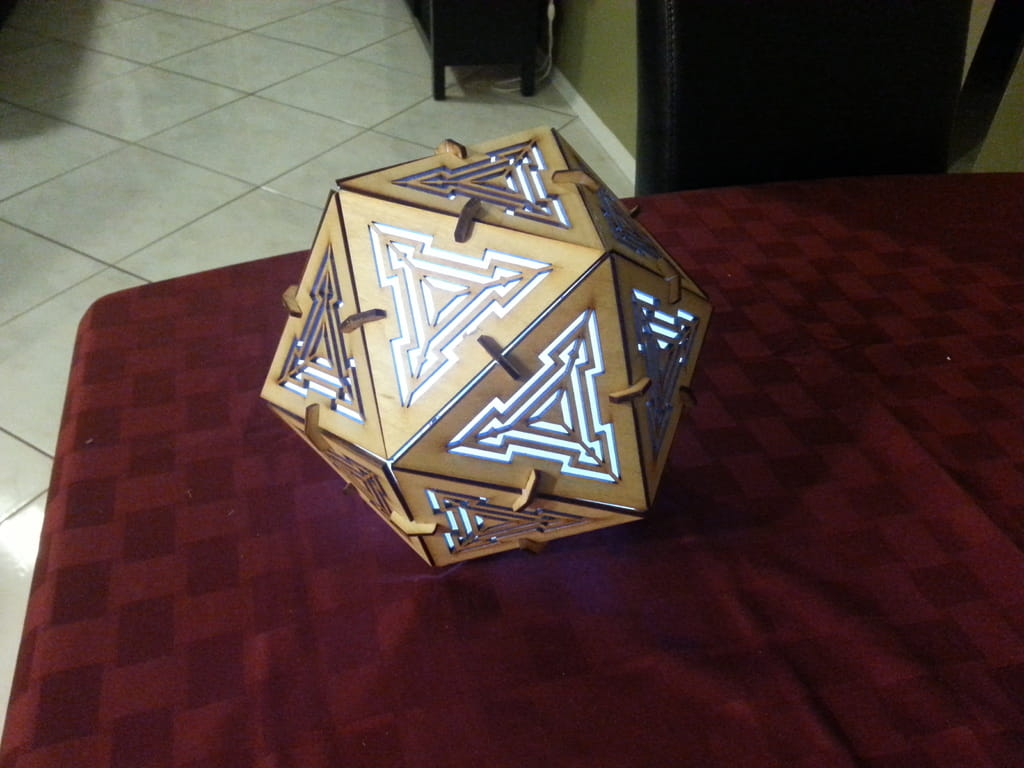 Laser Cut Wooden Icosahedron Shadow Lamp AI CDR File Free Download | Vecty