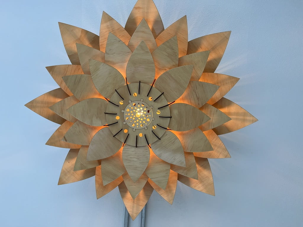 Laser Cut Wooden Lotus Flower Pendant Lamp DXF File Free Download | Vecty